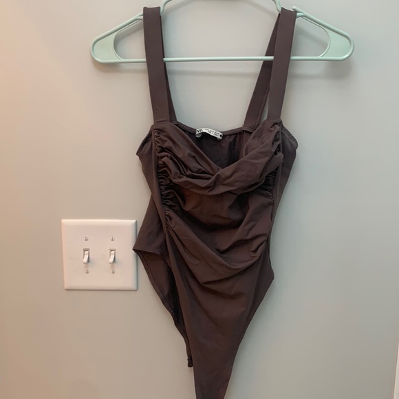 Zara | Tops | Zara Ruched Bodysuit | Poshmark